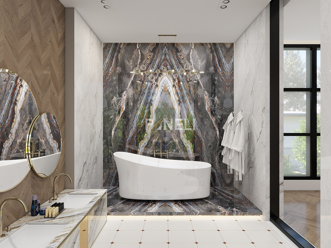 Marmer Glans Bookmatch Paneel L 260x122x0,3cm - Paneli